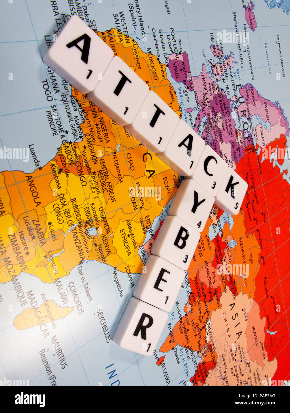 representation of international cyber attack, an attempt by hackers to ...