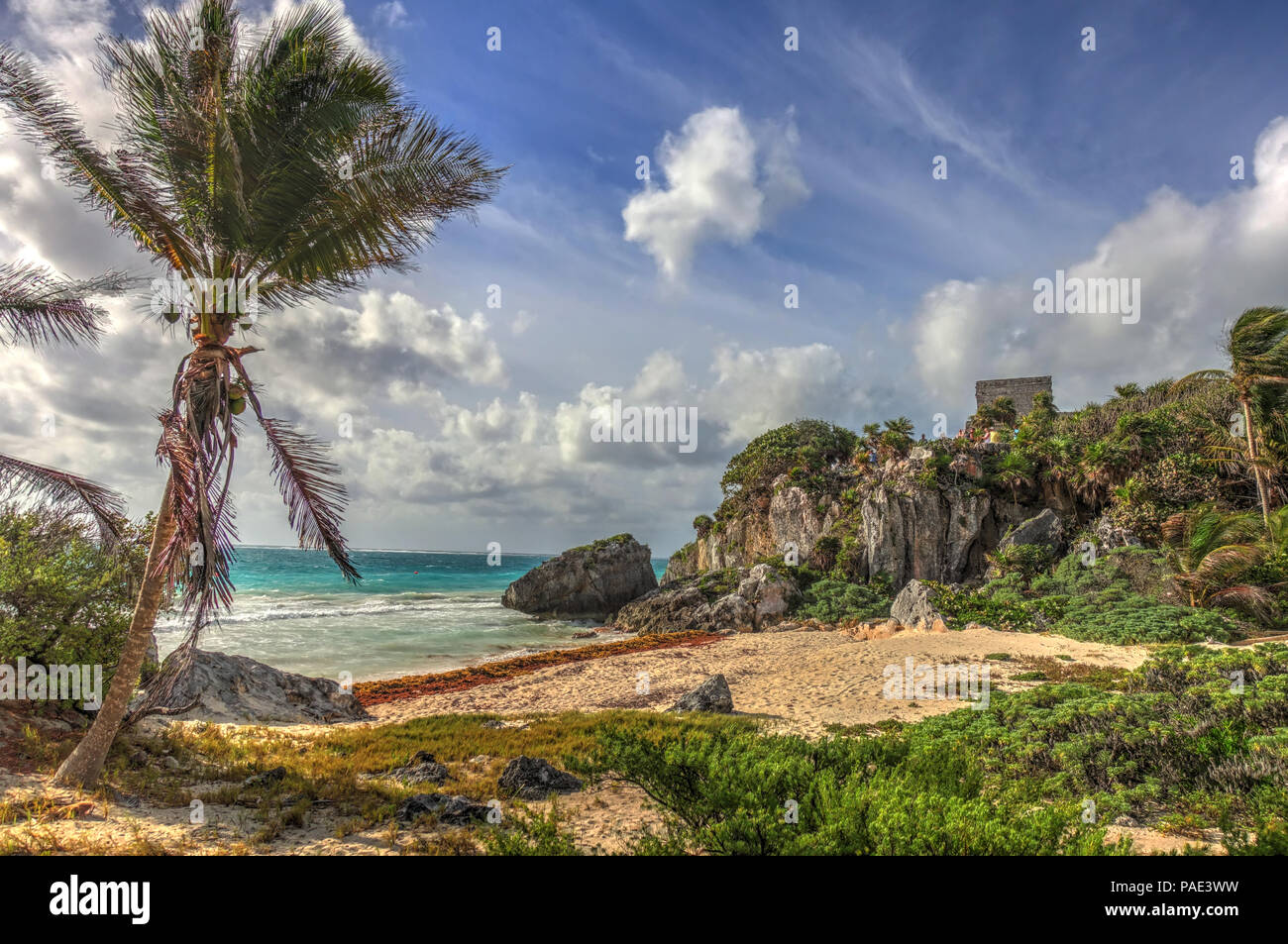 Mexico temple aerial beach hi-res stock photography and images - Alamy