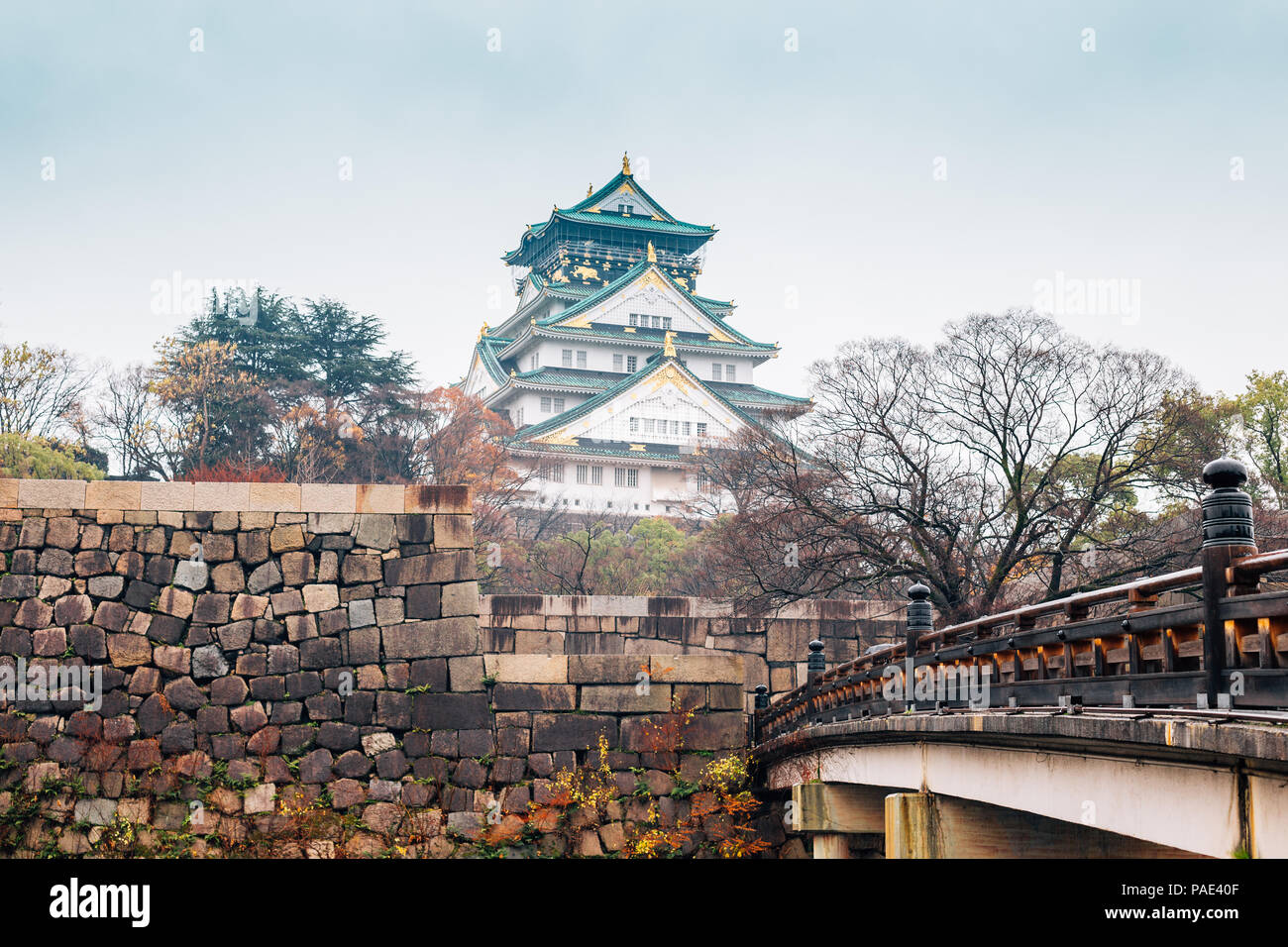 Osaka Castle and bridge in Japan Stock Photo - Alamy
