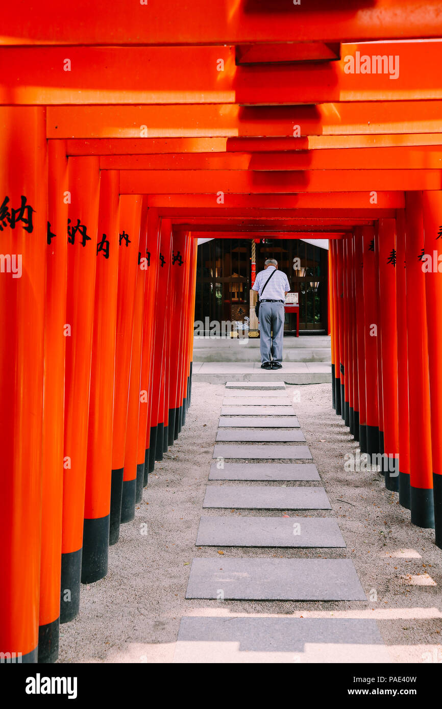 Japanese shrine Kushida-jinja, Torii gate in Fukuoka Stock Photo - Alamy