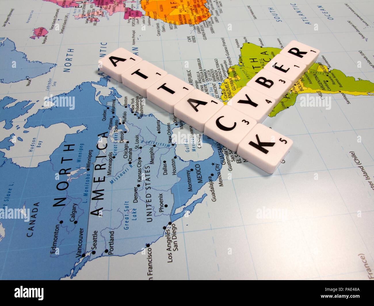 representation of international cyber attack, an attempt by hackers to ...