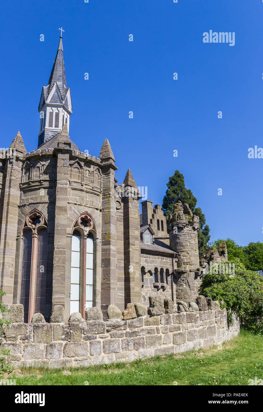 Historic Lowenburg castle in the Bergpark of Kassel, Germany Stock ...
