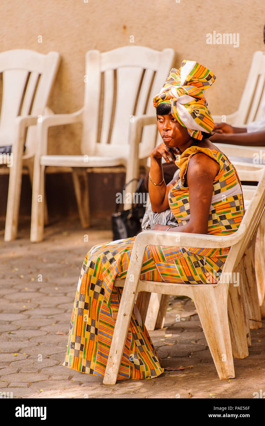 ACCRA, GHANA - MARCH 4, 2012: Unidentified Ghanaian woman portrait in ...