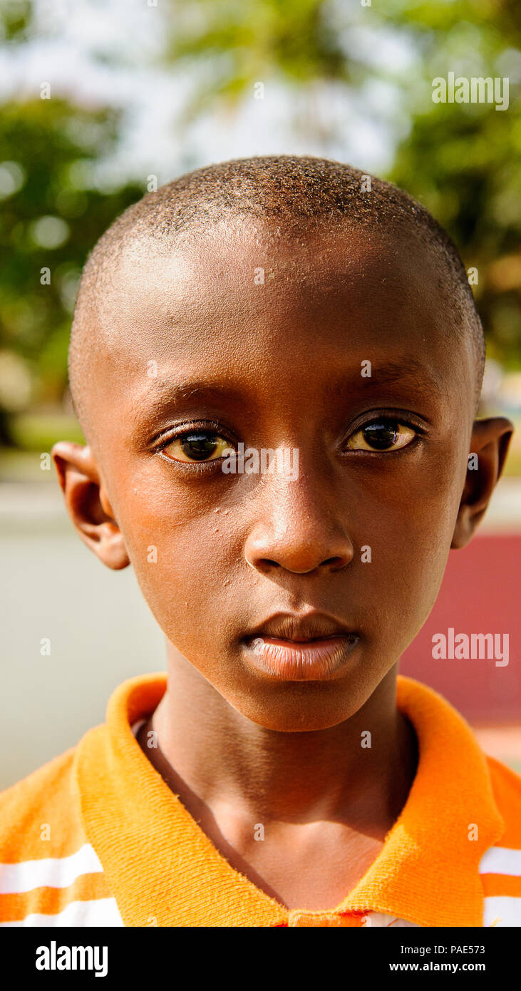 ACCRA, GHANA - MARCH 4, 2012: Unidentified Ghanaian boy portrait in the ...