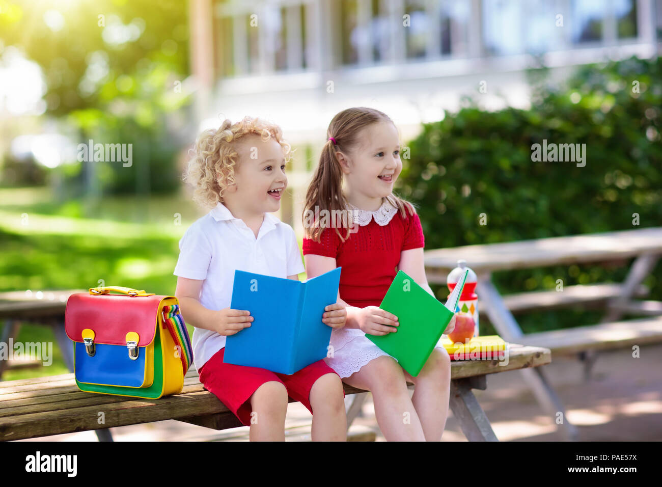 Children go back to school. Start of new school year after summer ...