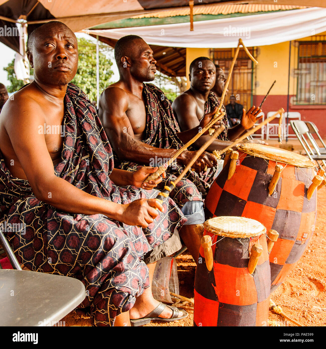 GHANA - MARCH 3, 2012: Unindentified Ghanaian local musicians play the ...