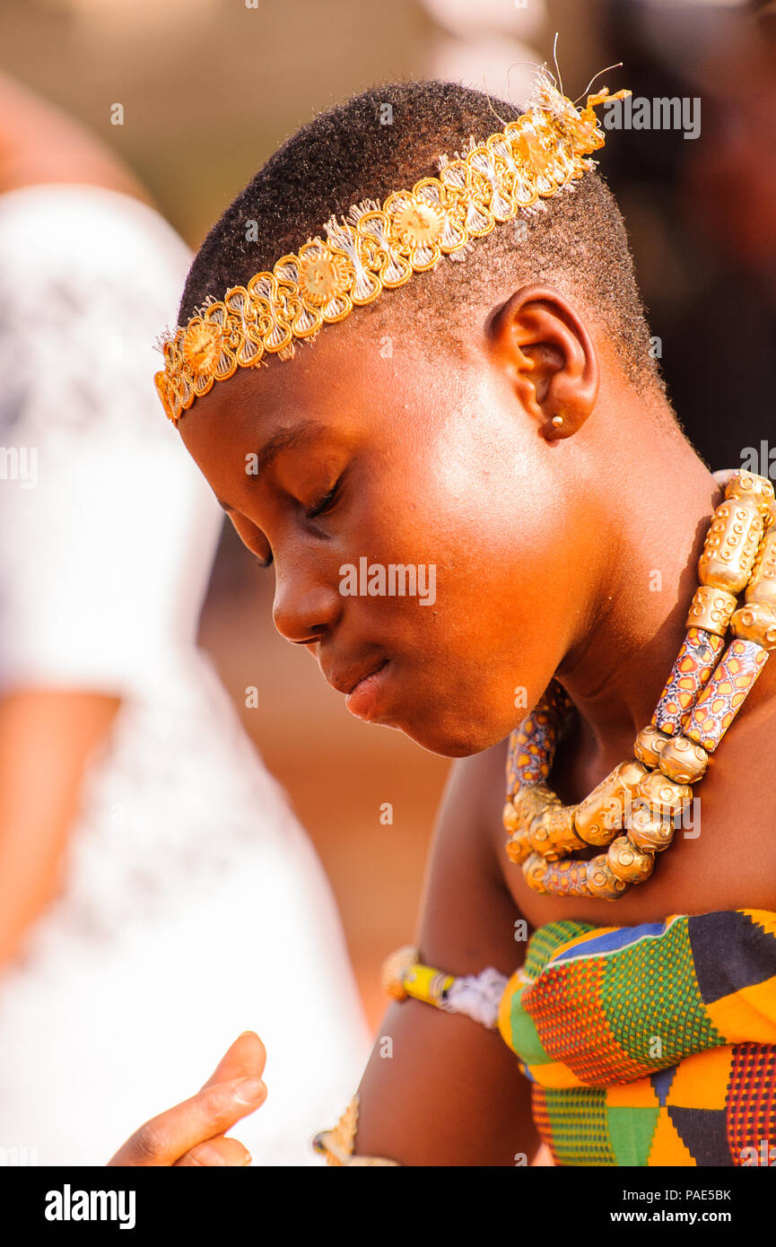 GHANA - MARCH 3, 2012: Portrait of a Ghanaian girl in national colors ...