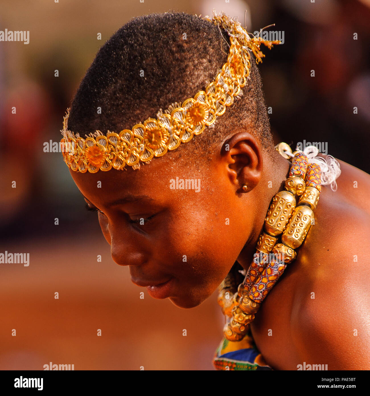 GHANA - MARCH 3, 2012: Portrait of a Ghanaian girl in national colors ...