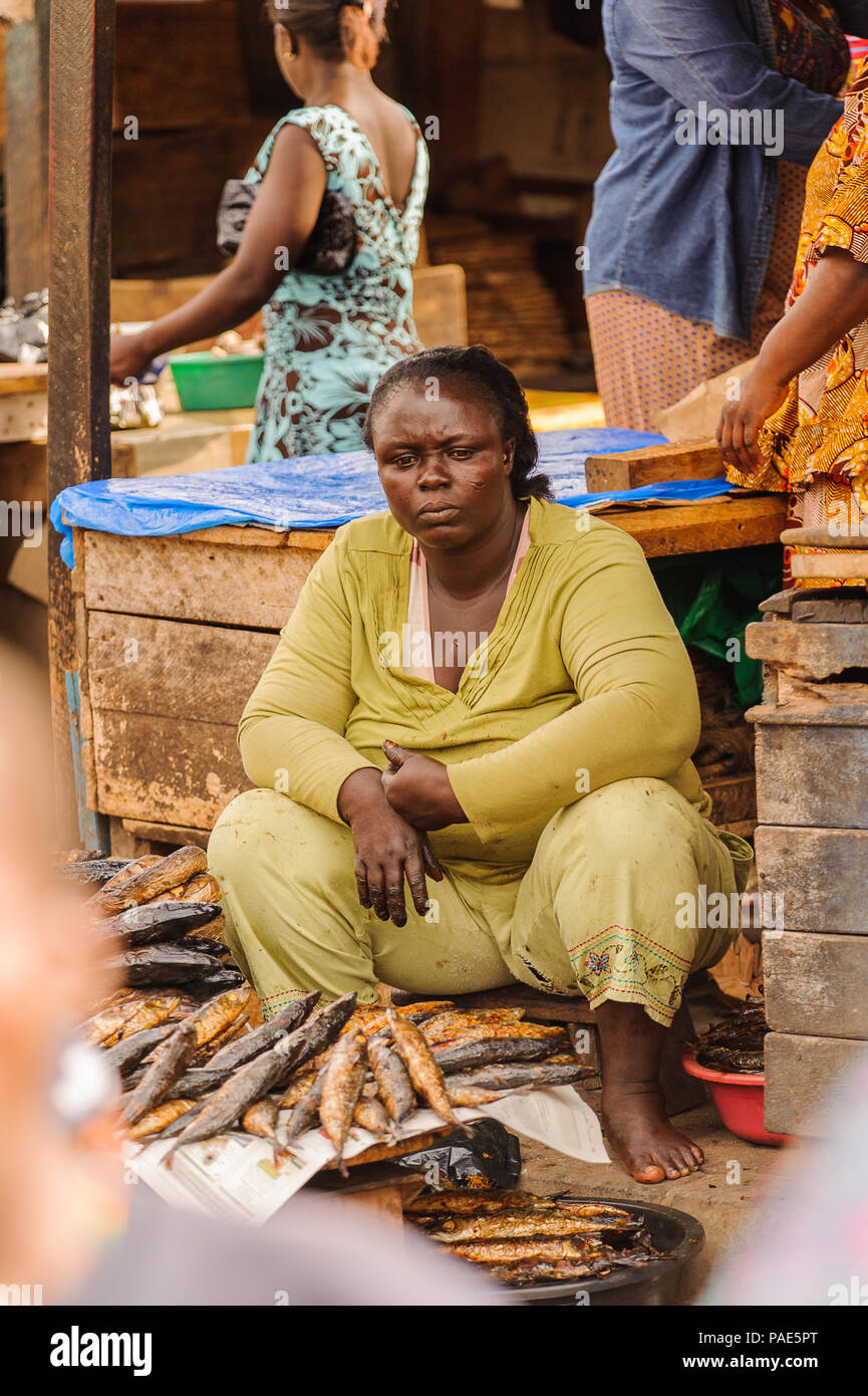 ACCRA, GHANA - MARCH 4, 2012: Unidentified Ghanaian woman portrait in ...