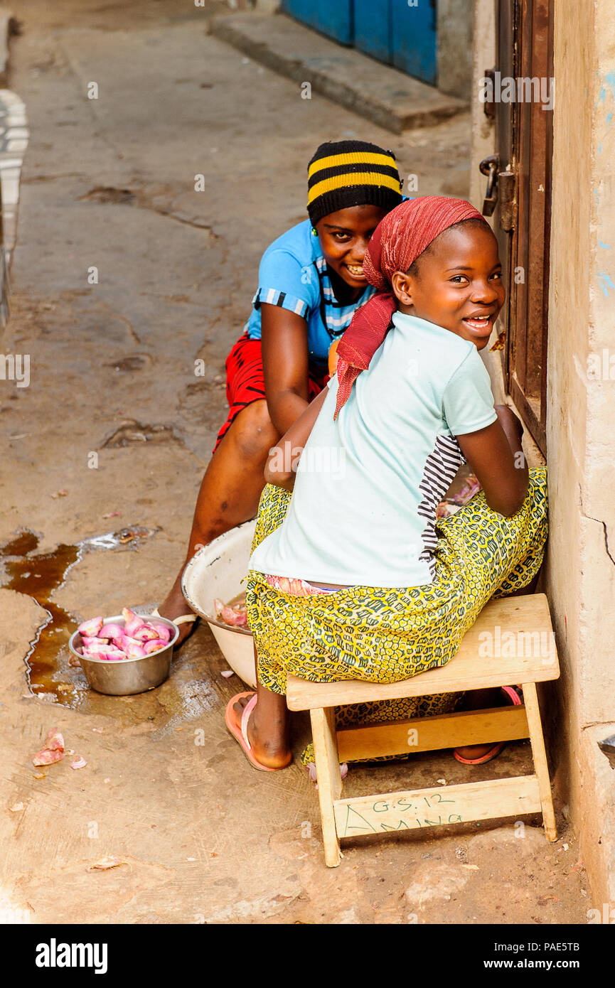 ACCRA, GHANA - MARCH 4, 2012: Unidentified Ghanaian women work at the ...