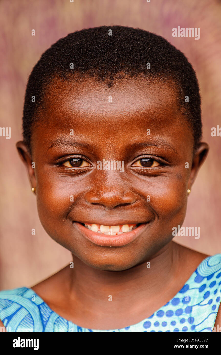 ACCRA, GHANA - MARCH 4, 2012: Unidentified Ghanaian girl portrait in ...