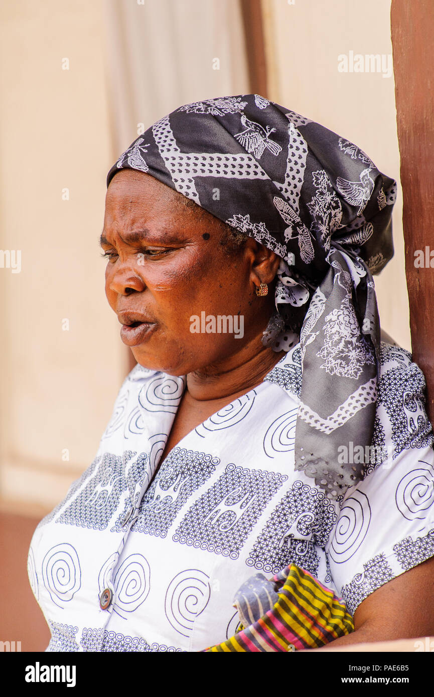 ACCRA, GHANA - MARCH 4, 2012: Unidentified Ghanaian woman portrait in ...