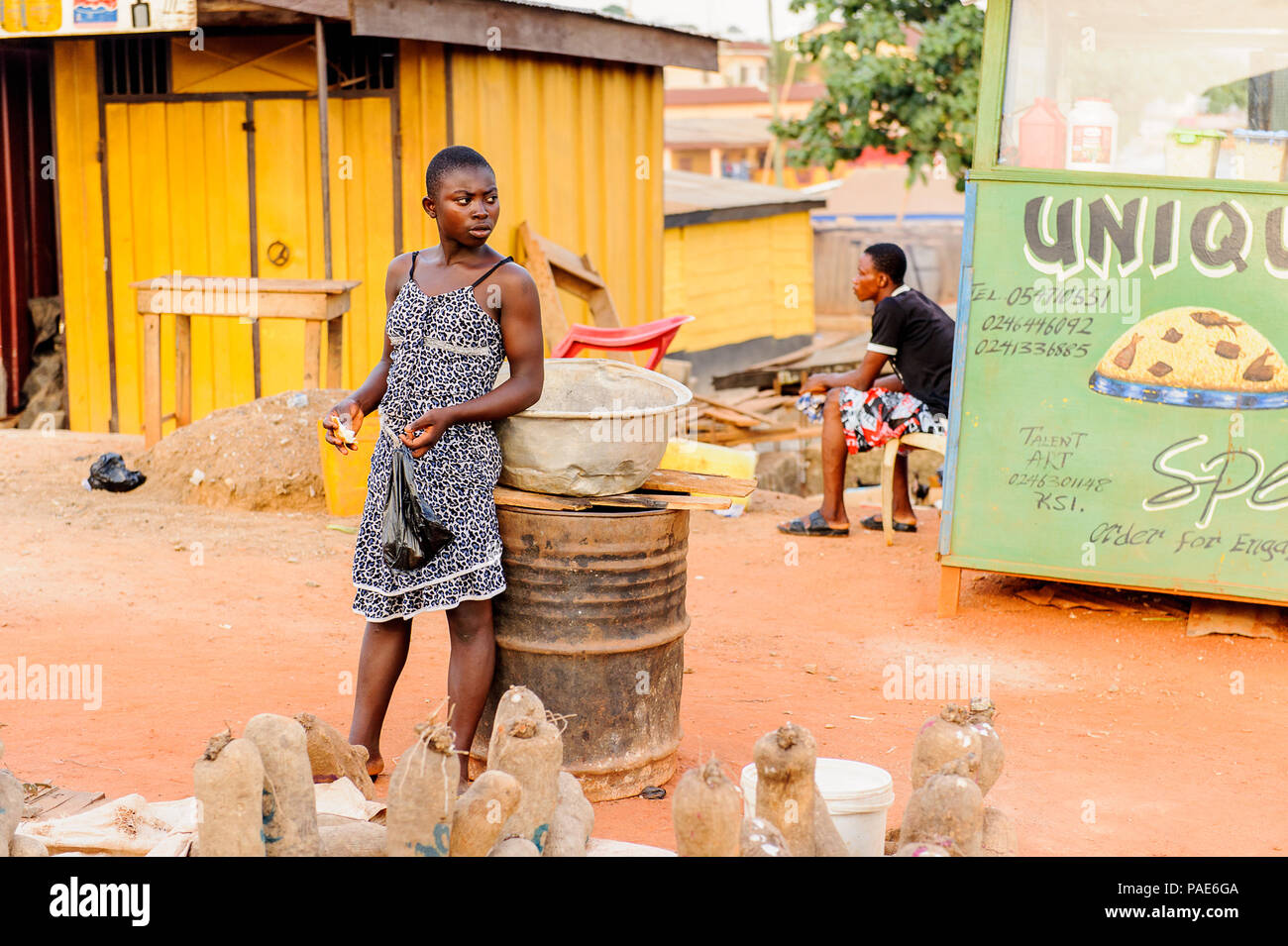 ACCRA, GHANA - MARCH 5, 2012: Unidentified Ghanaian woman in the street ...