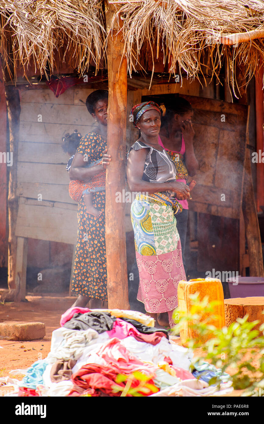 ACCRA, GHANA - MARCH 5, 2012: Unidentified Ghanaian two women talk in ...