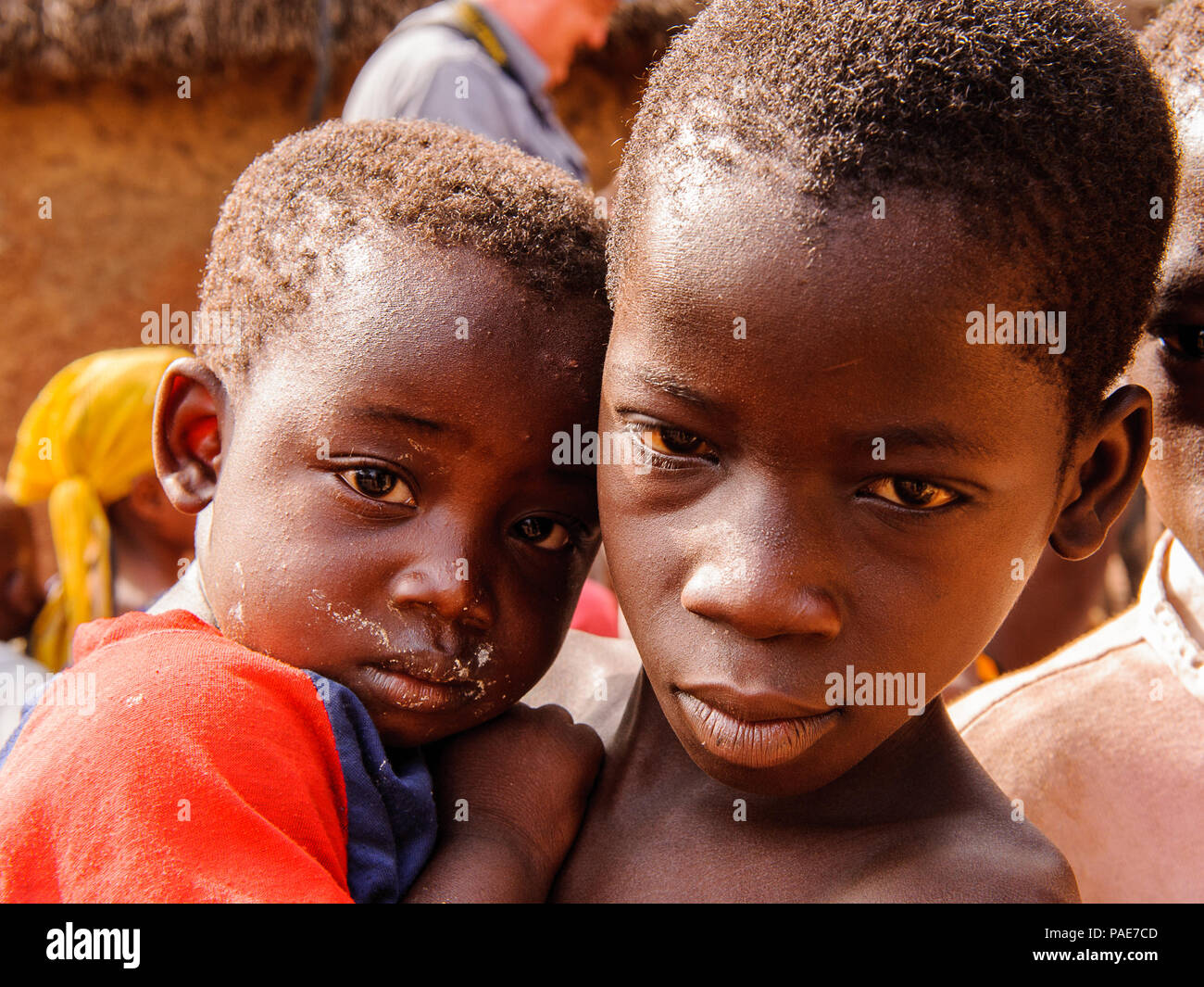 ACCRA, GHANA - MARCH 6, 2012: Unidentified Ghanaian boy and his little ...