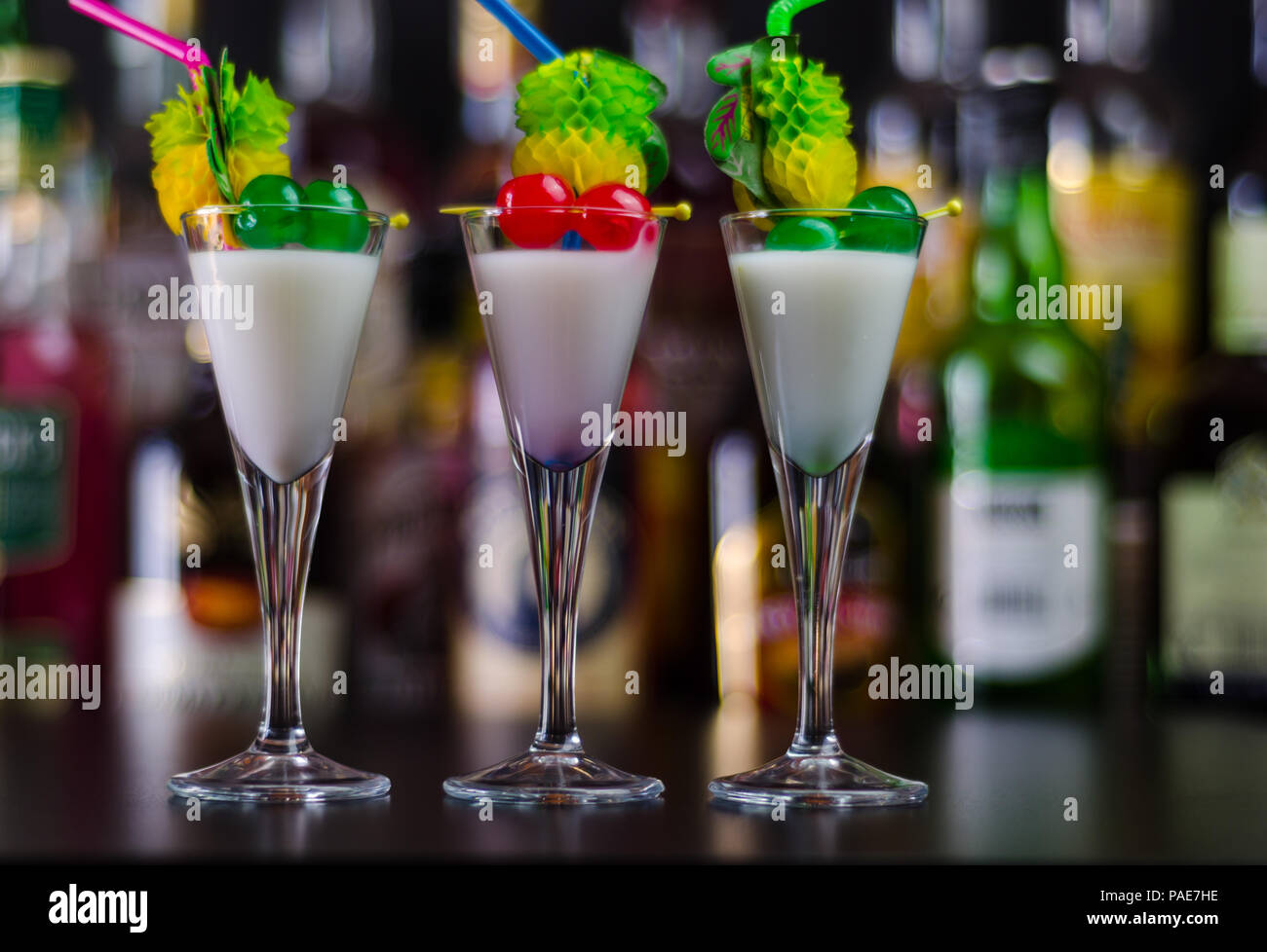 exotic drink based on rum and other ingredients, cocktail prepared by ...