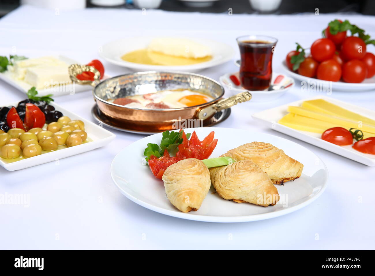 Turkish breakfast with sucuk and fried eggs Stock Photo - Alamy