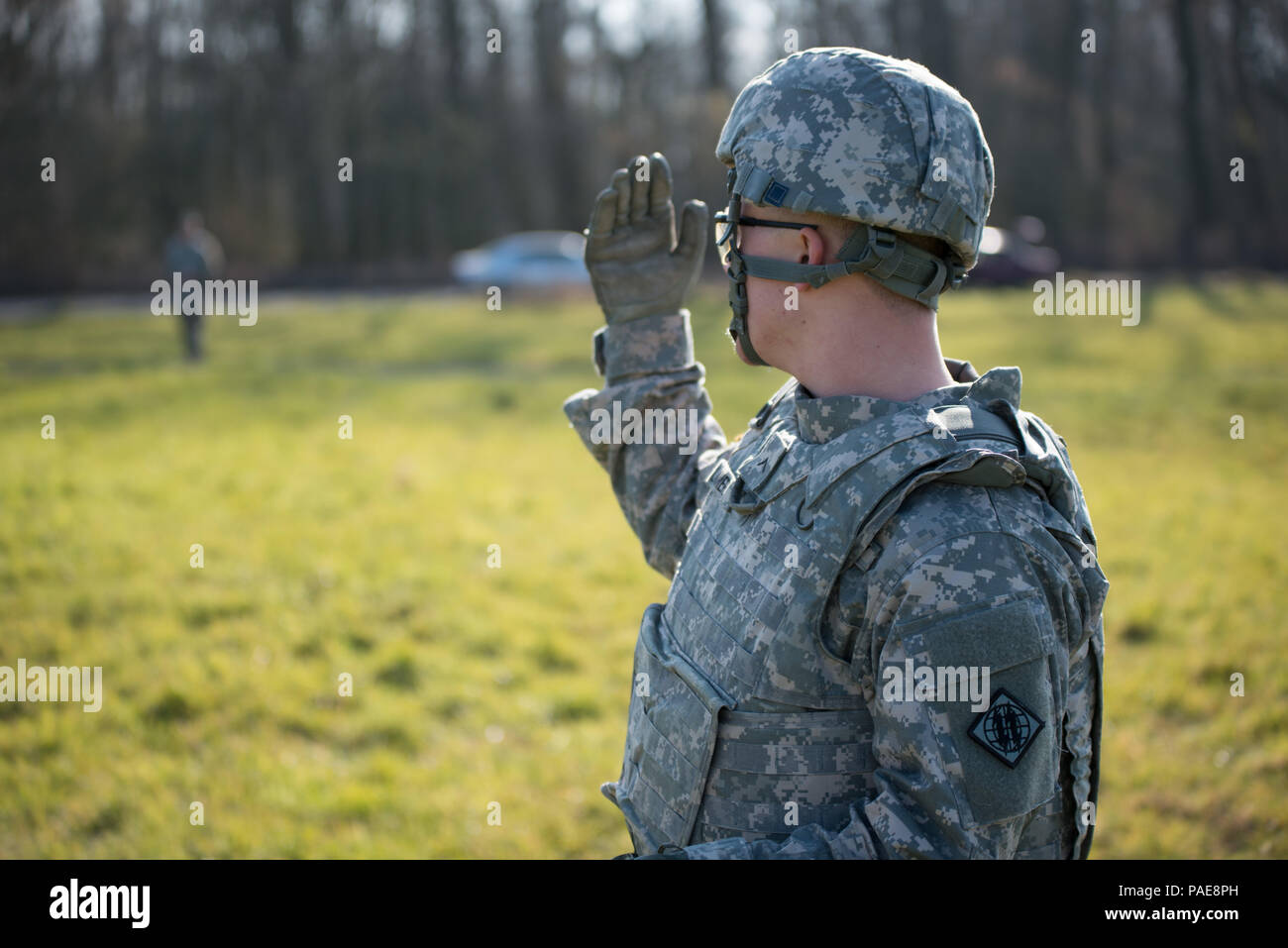 U.S. Army Pvt. Troy Lamere, with 128th Signal Company, 39th Signal ...