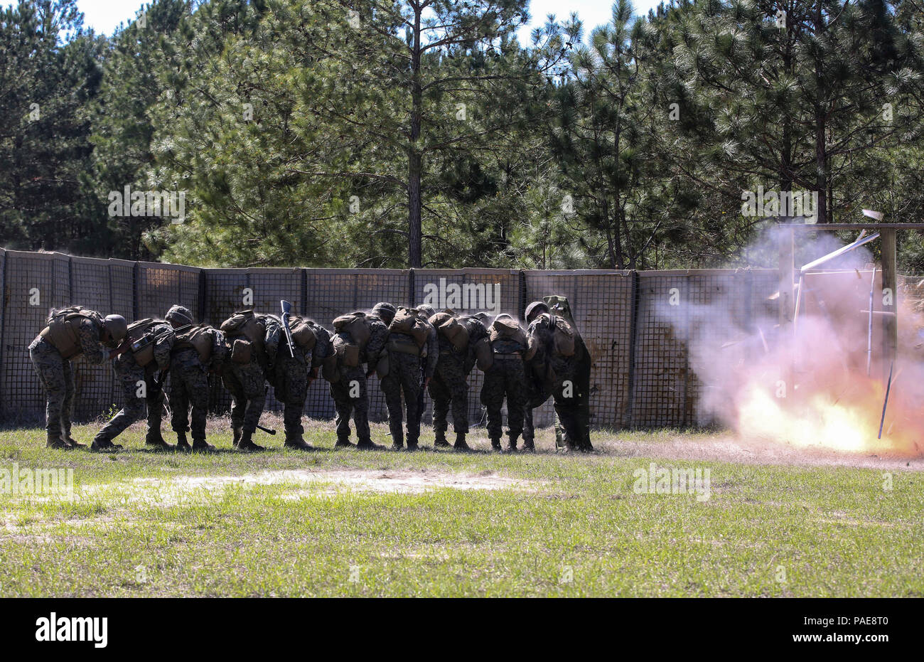 Marines with 2nd Combat Engineer Battalion breach a door during the ...