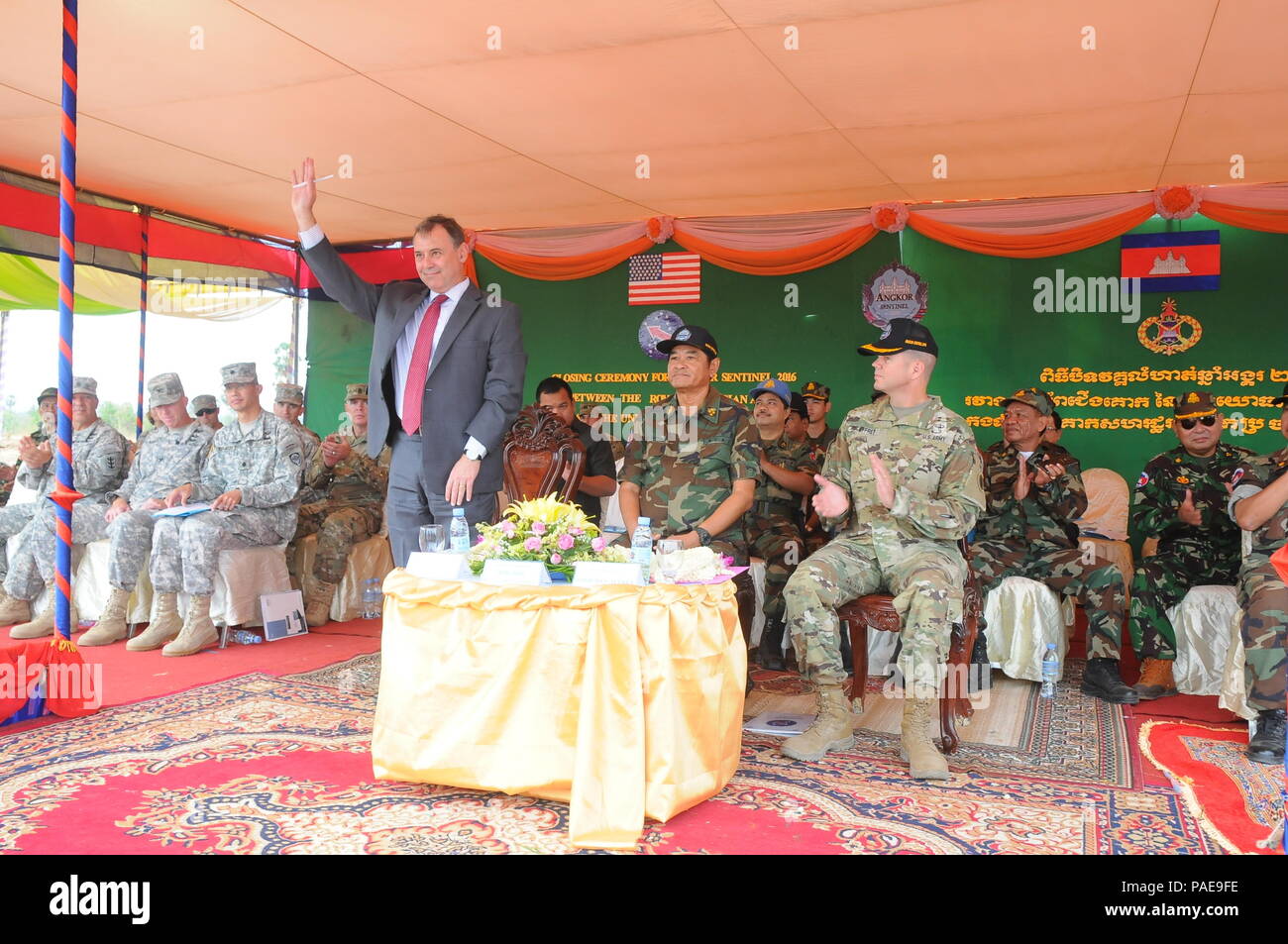 Royal Cambodian Army Gen. Meas Sophea (center) and Maj. Gen. Todd ...