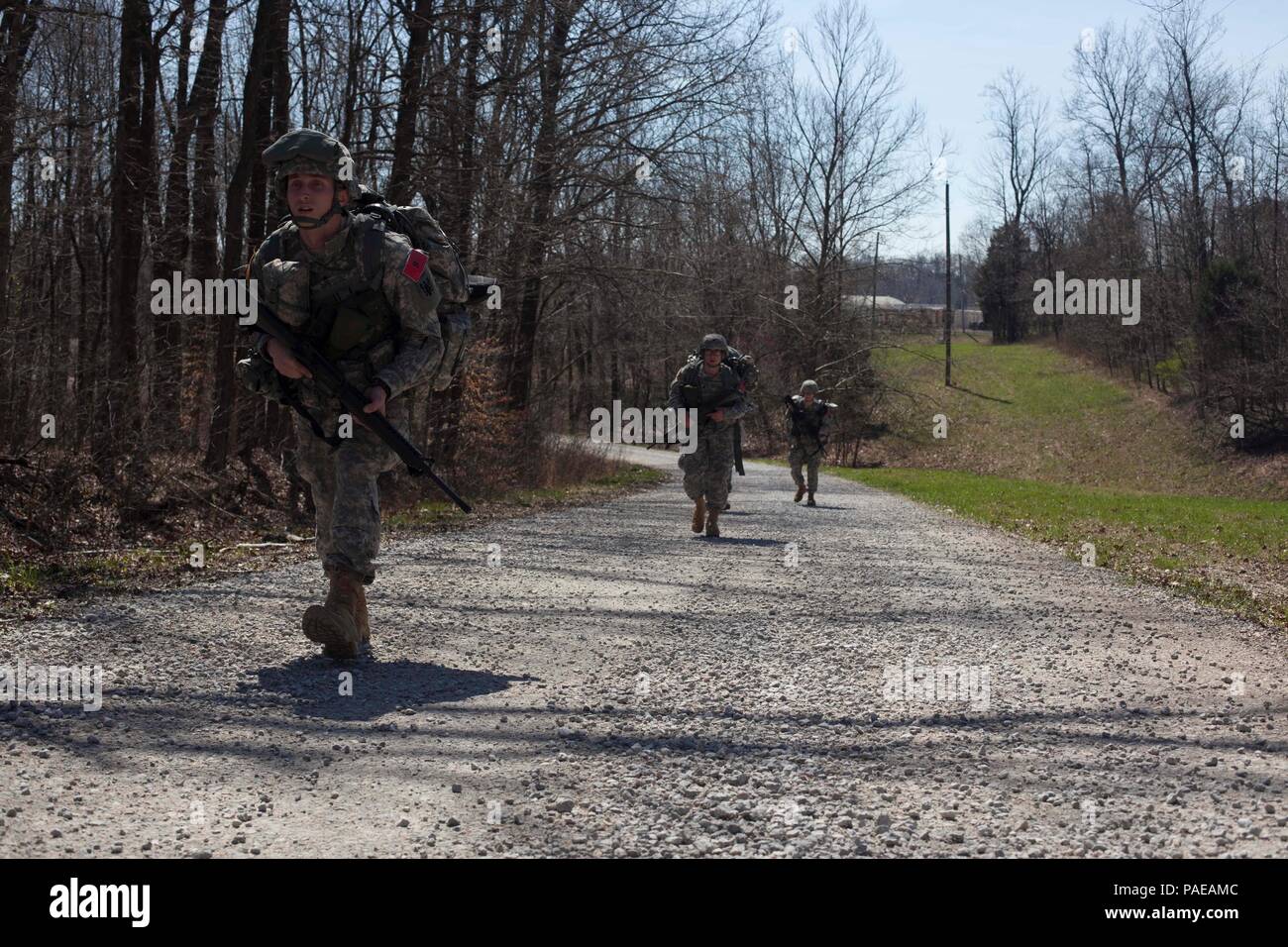 U.S. Army Soldiers compete in a ruck march during the 11th Aviation ...