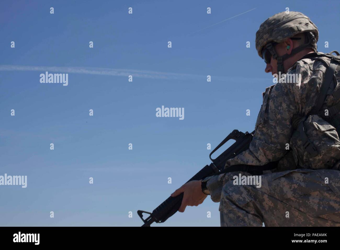 A U.S. Army Soldier competes in M-4 rifle range during the 11th ...