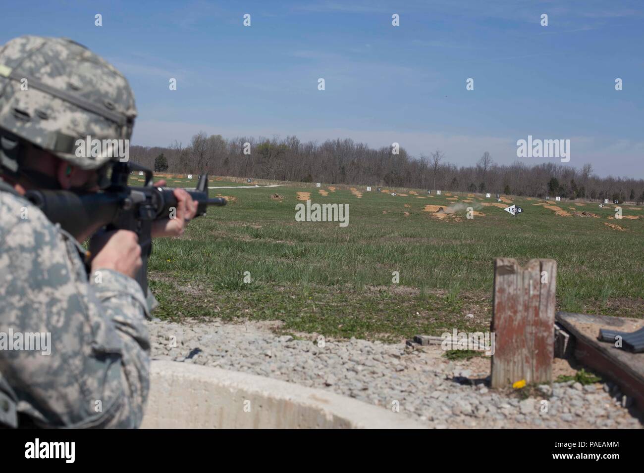 A U.S. Army Soldier competes in M-4 rifle range during the 11th ...