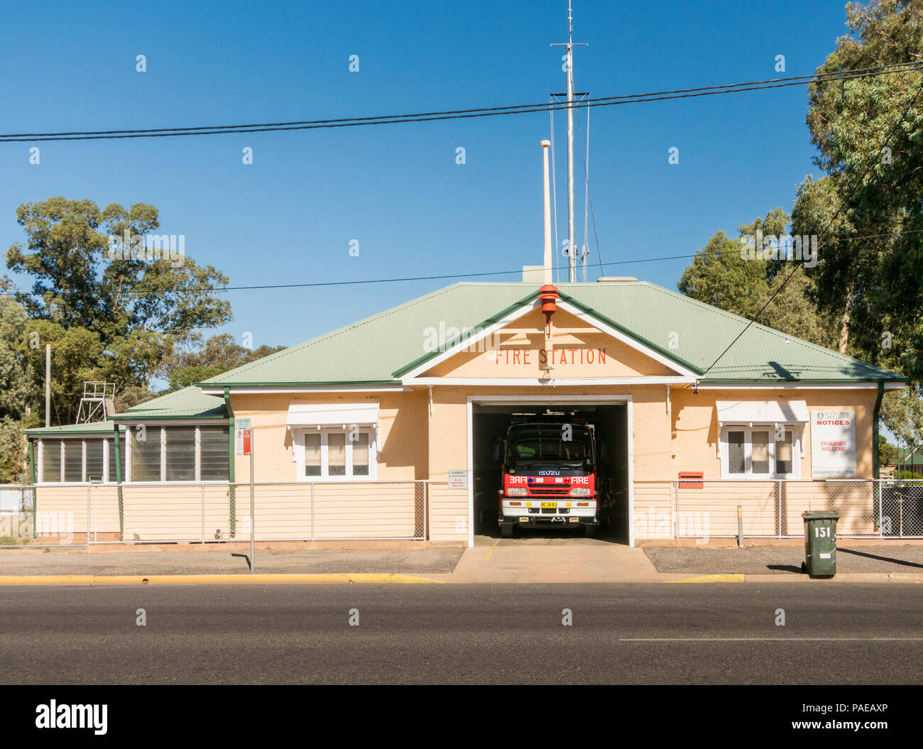 Fire engine in the fire station in the city of Broken Hill, New South ...