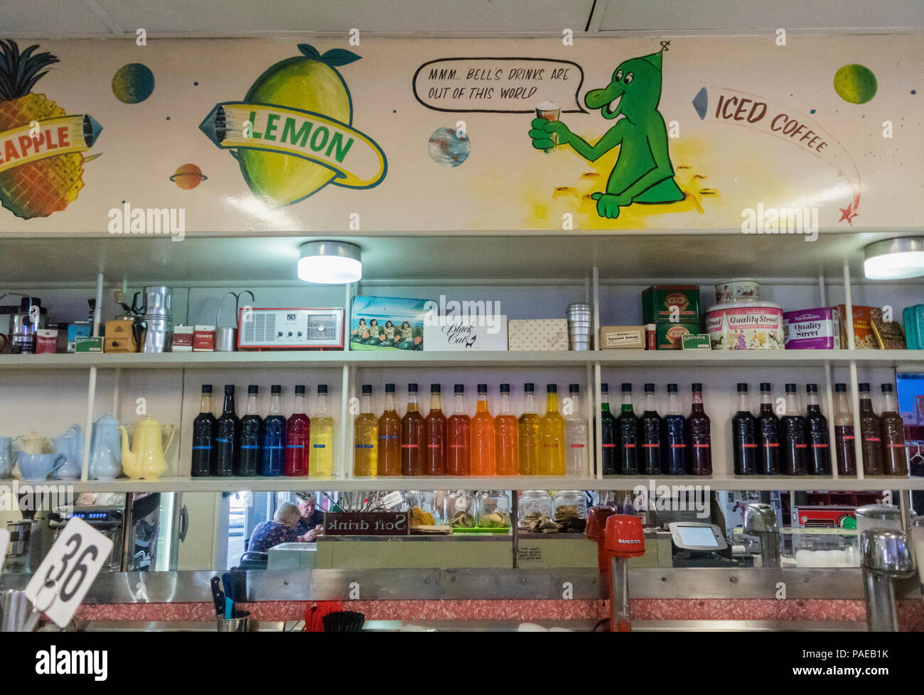 interior of a 1950's milk bar in the city of Broken Hill, New South ...