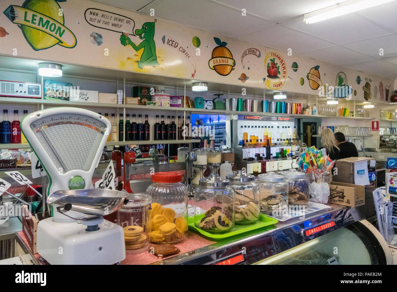 interior of a 1950's milk bar in the city of Broken Hill, New South ...