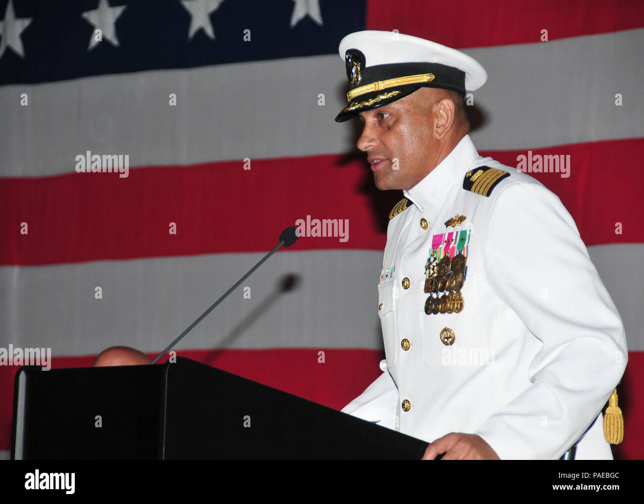 GULFPORT, Miss -- Capt. Darius Banaji addresses guests at the 25th ...