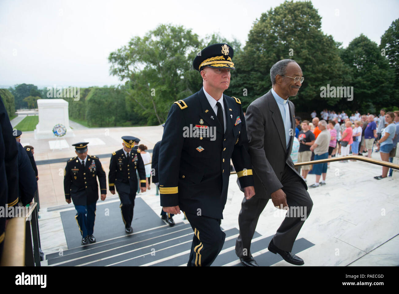 U.S. Army Chaplains and family members walk through the Memorial ...