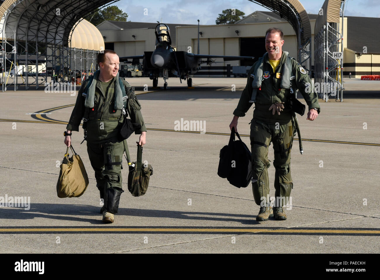 Royal Air Force Flt. Lt. Douglas McKay (left), assigned to the 336th ...