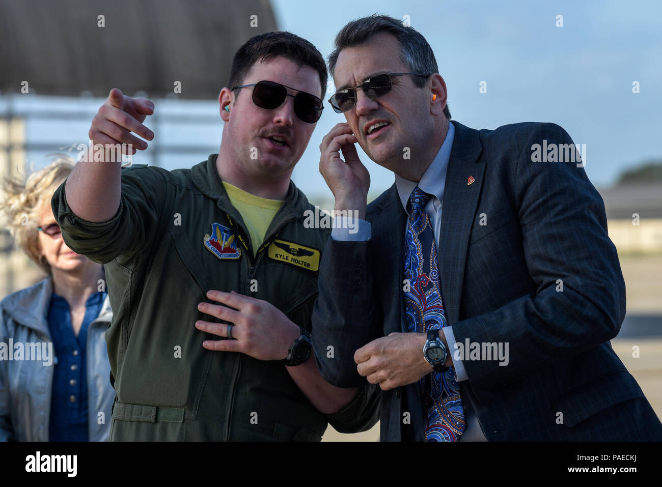 U.S. Air Force 1st Lt. Kyle Holter (left), 336th Fighter Squadron ...
