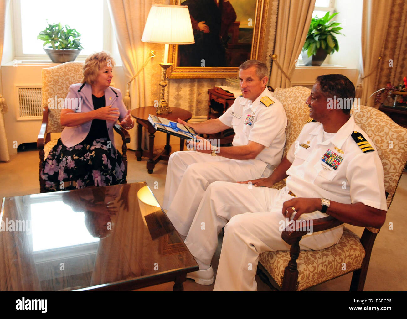 Michelle Morin-Doyle, left, acting mayor of Quebec City, speaks with ...