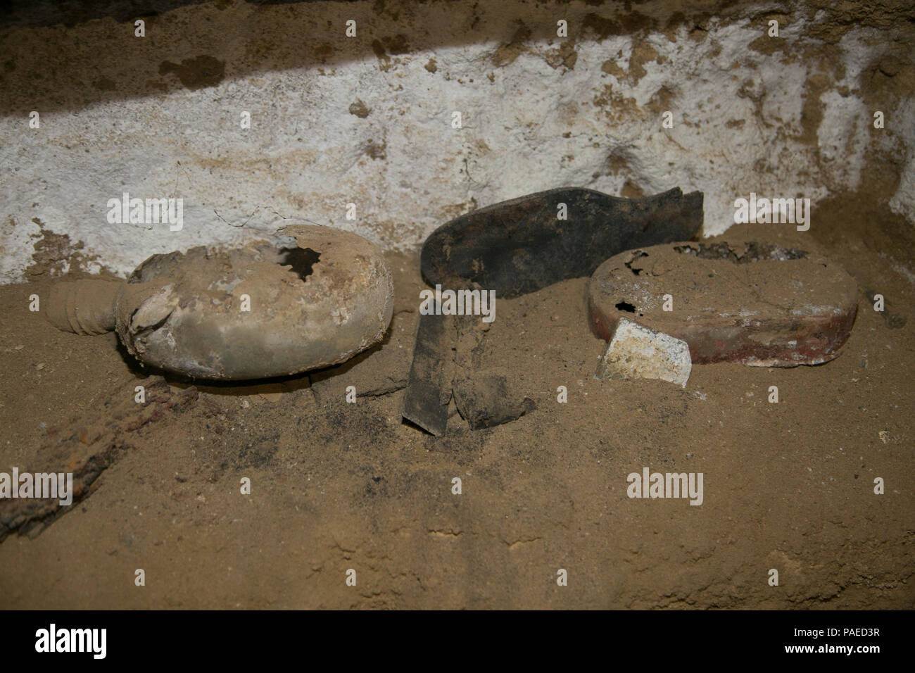 Medical supplies from World War II lay in the darkness of underground ...