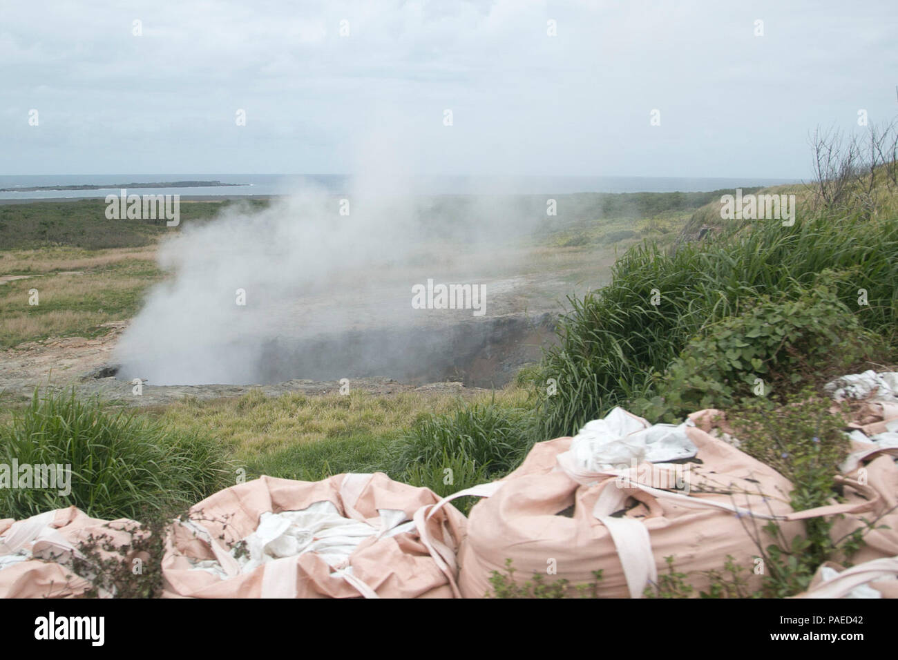 A sulfur pit fills the air with its stench March 20 on Iwo To, Japan ...