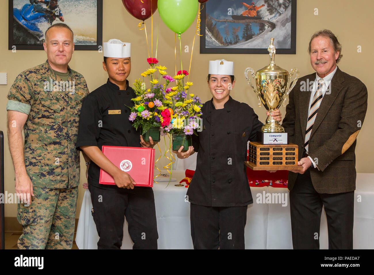 U.S. Marine Corps Col. Michael Scalise, left, G-4 assistant chief of ...