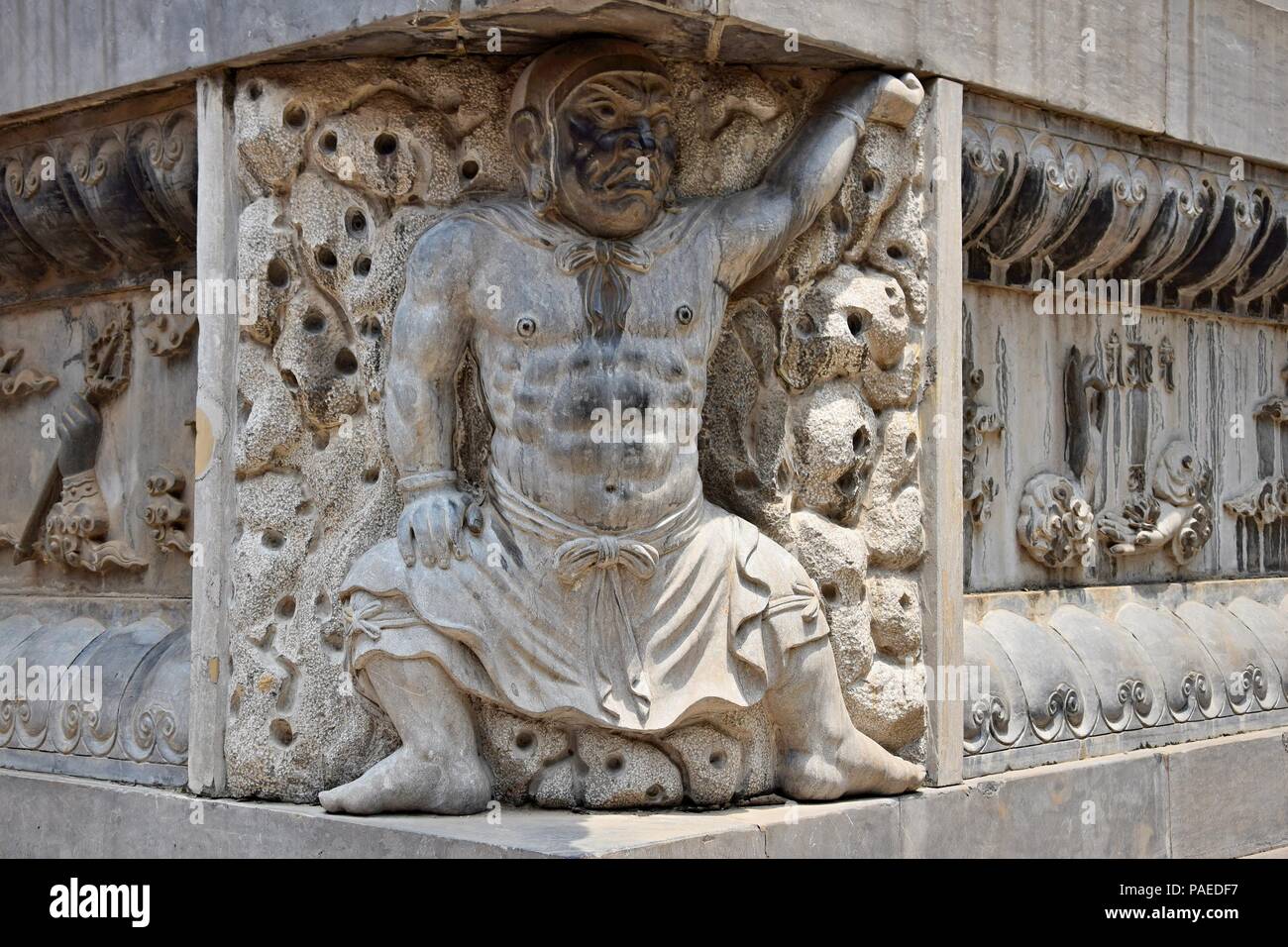 The detail of stone carving at Shaolin monastery in Henan province in ...