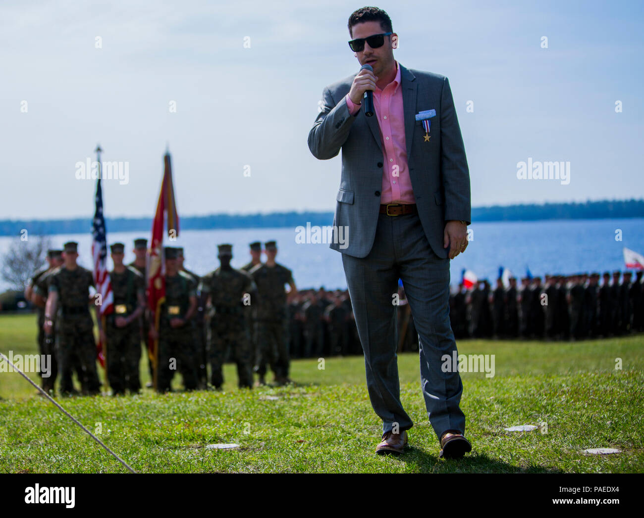 U.S. Marine Corps Sgt. Matthew S. Parker, retired, gives his remarks ...