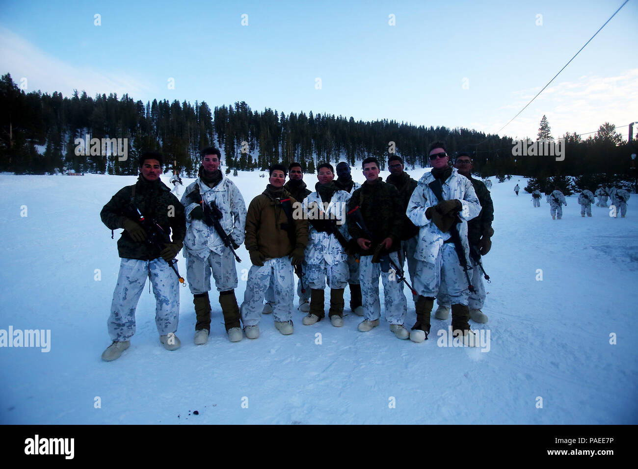 Marines pose for a photo during a cold weather training exercise at the ...