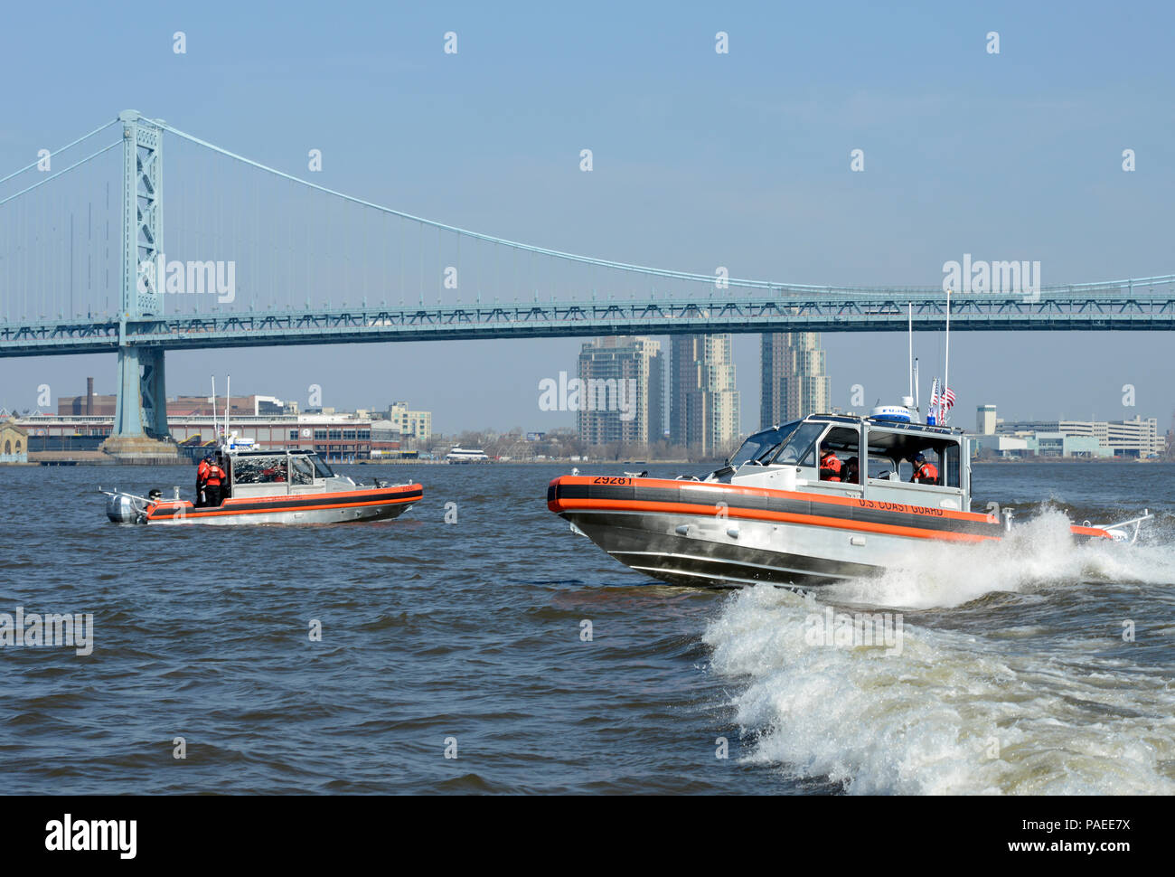 A Coast Guard Station Philadelphia 29-foot Response Boat-Small crew ...