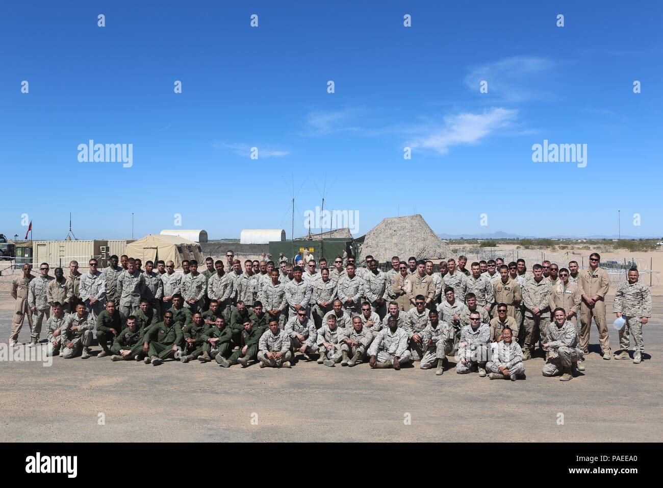 Marines with Marine Unmanned Aerial Vehicle Squadron (VMU) 1 pose ...
