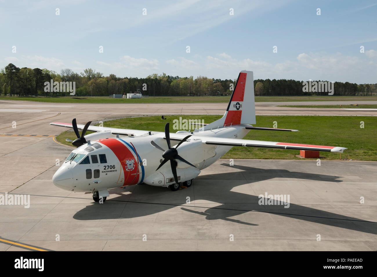A C-27J Medium Range Surveillance airplane sits on the runway at Coast ...