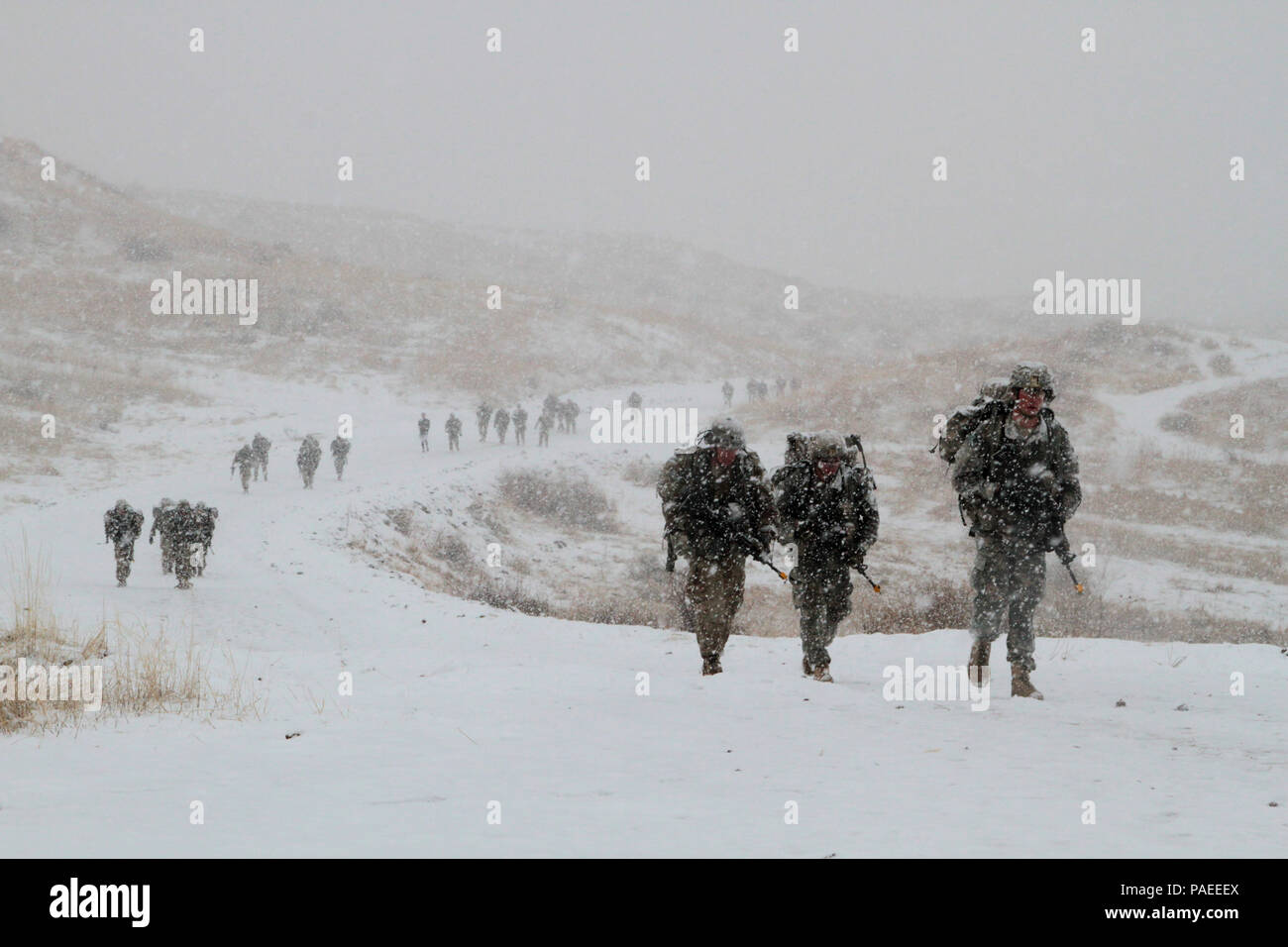 Soldiers of the 4th Infantry Division, ruck march 12 miles through a ...