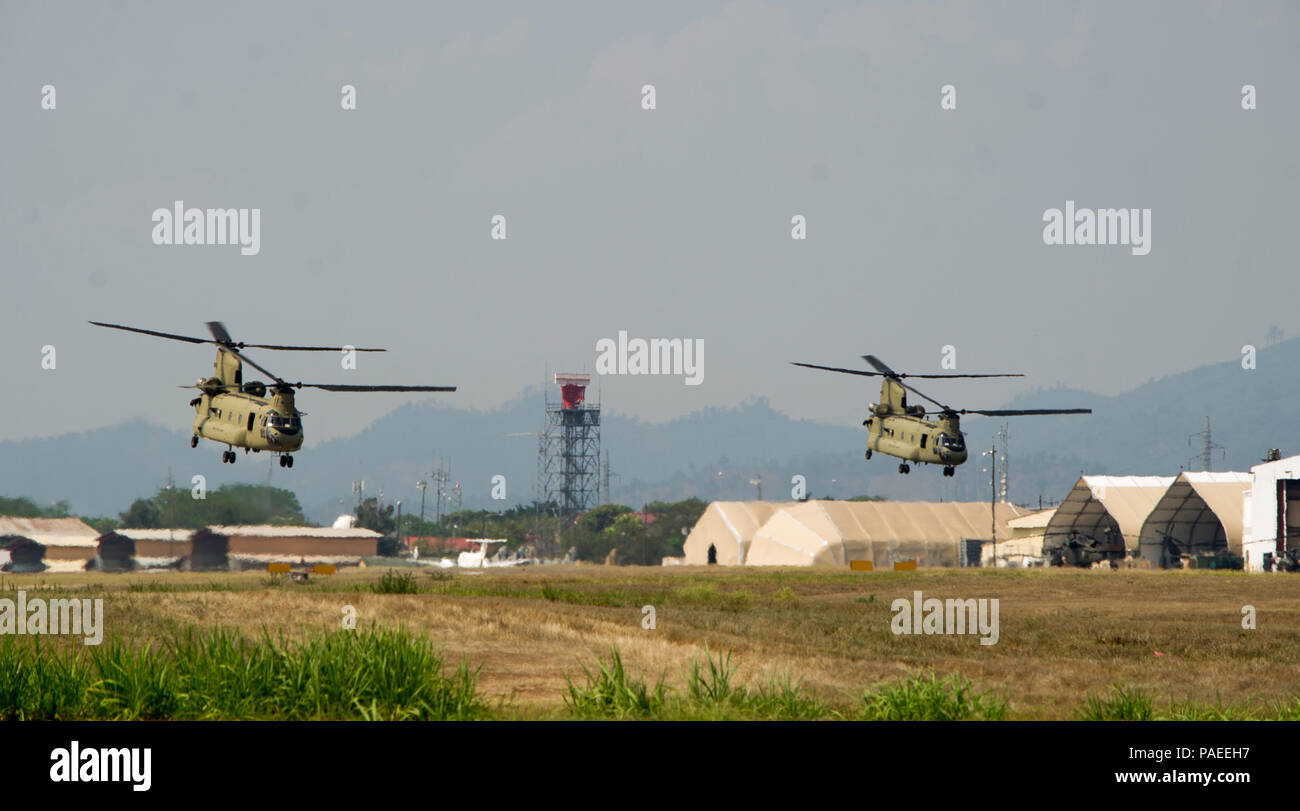Two U.S. Army CH-47 Chinooks depart Soto Cano Air Base in support of ...
