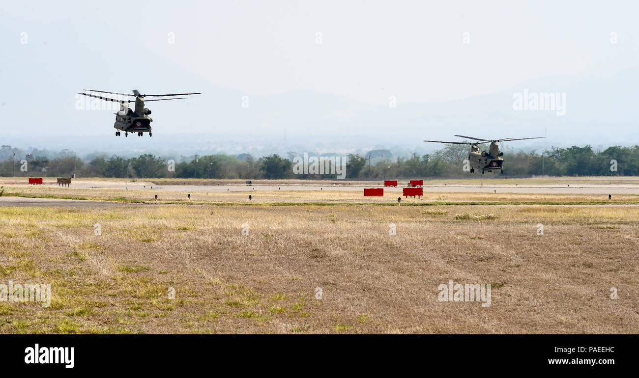 Two U.S. Army CH-47 Chinooks depart Soto Cano Air Base in support of ...
