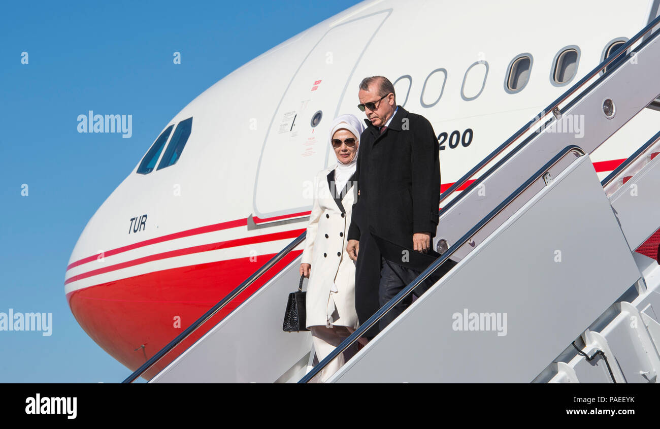 Recep Tayyip Erdoğan, Republic of Turkey President, and his wife Emine ...