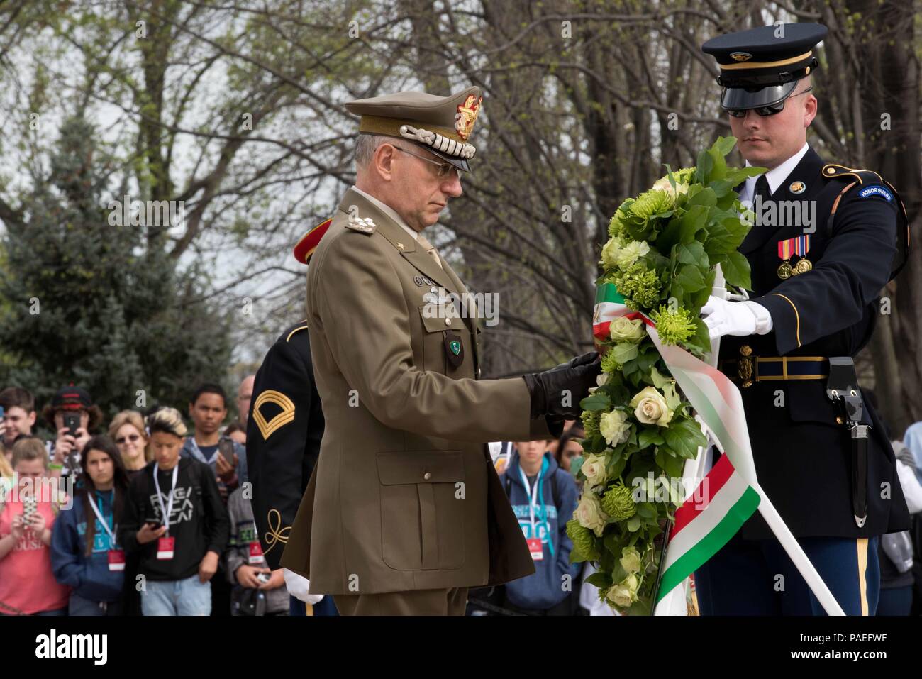 2- Gen. Claudio Graziano, Chief of the Defense Staff of Italy, lays a wreath at the Tomb of the ...