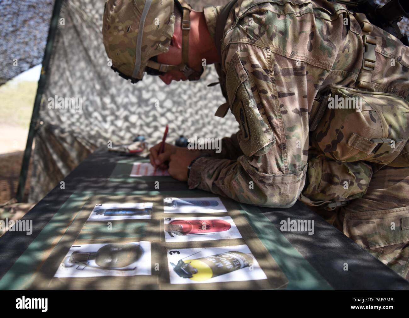 U.S. Army Expert Infantry Badge candidate completes a grenade ...